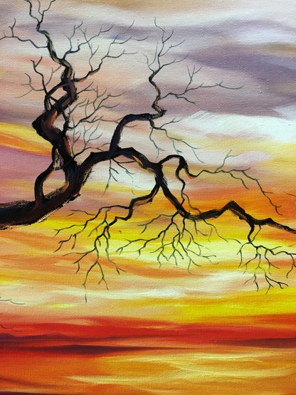 Modern Landscape abstract Tree Art sunset Sky Canvas Original Oil ...