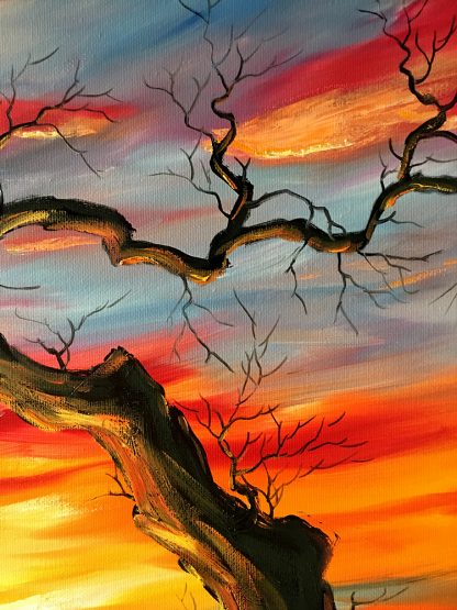 Modern Landscape abstract Tree Art sunset Sky Canvas Original Oil ...