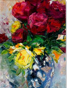 Rose Flower Original Textured Palette Knife Oil Painting Modern Floral ...
