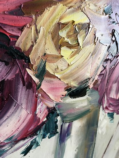 Rose Flower Original Textured Palette Knife Oil Painting Modern Floral ...
